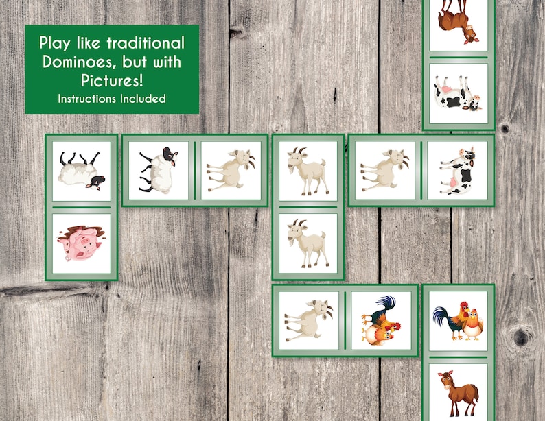 Farm Dominoes Printable Game, Kids Printable Tile Game, Printable ...