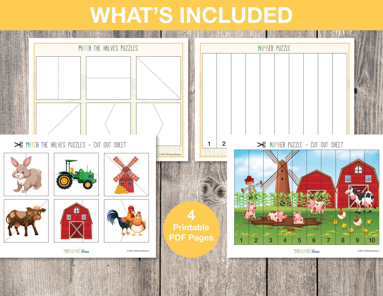 Printable Matching Activities, Farm Matching Activity, Puzzle Matching ...