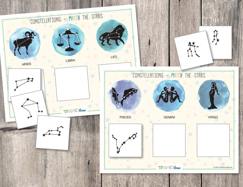 Printable Match the Stars, Moon Phase, Matching Activities, Solar ...