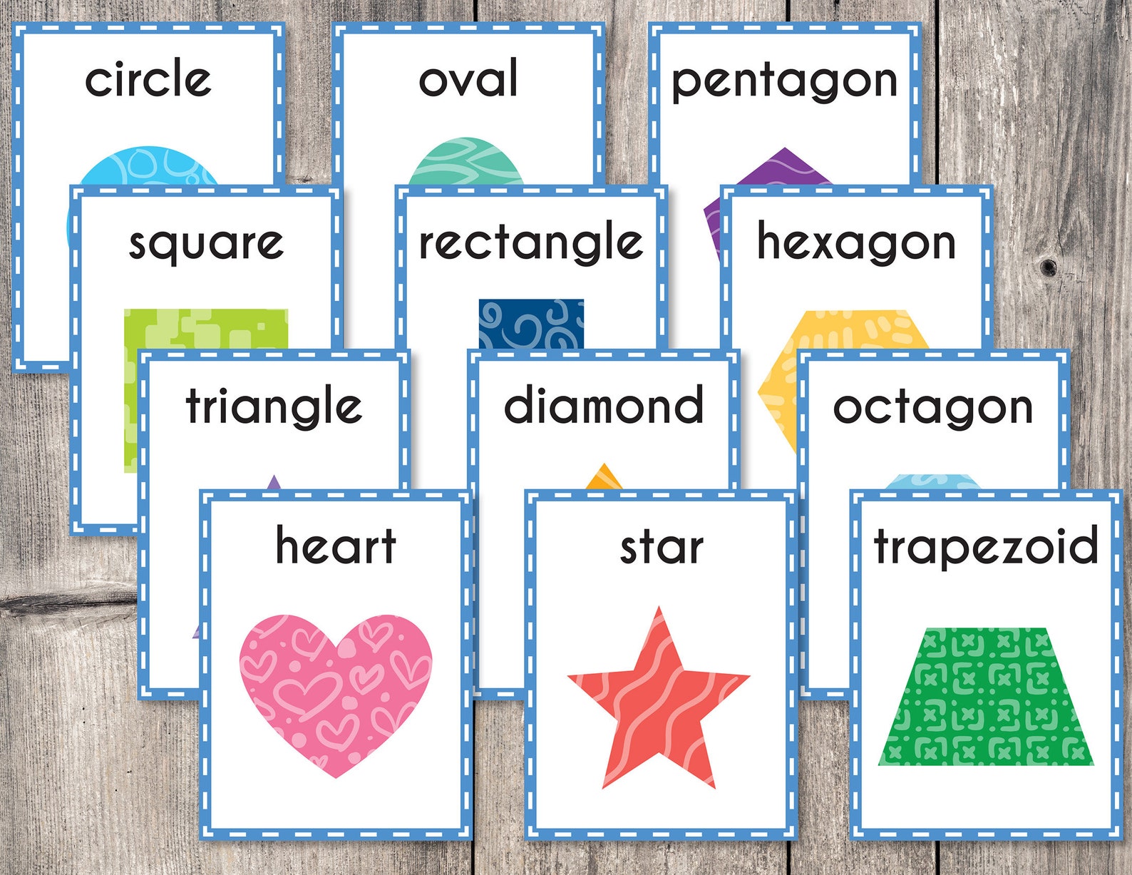 Printable Shapes Flashcards, Shapes Flashcards, Preschool Activity ...