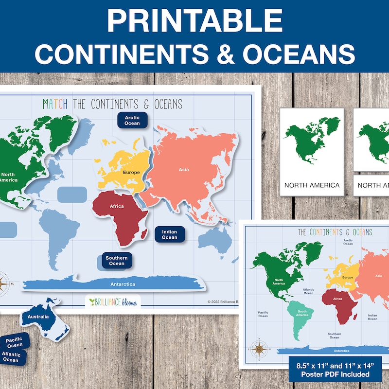Continents and World - Etsy