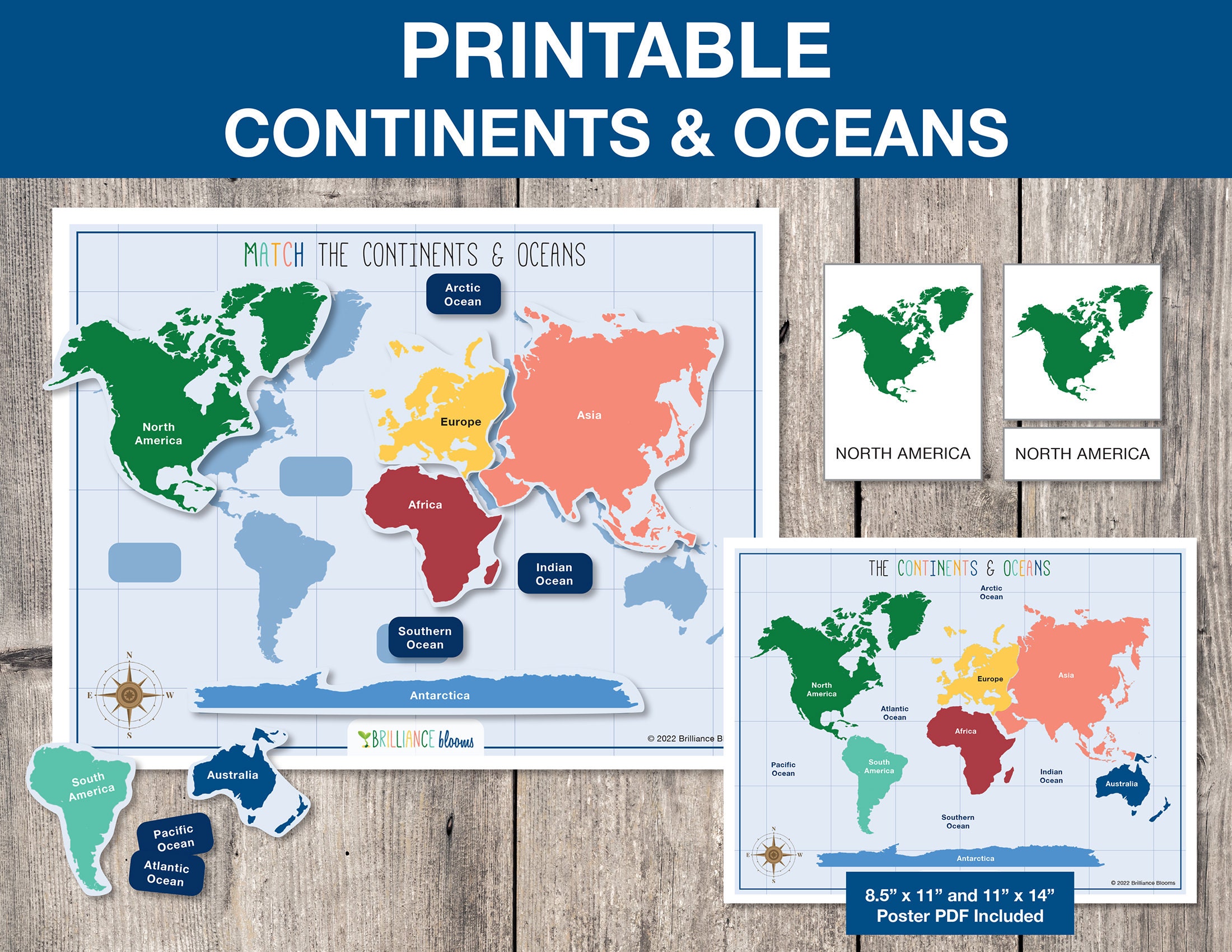 Continents, World Map Printable, Continents of the World, Preschool ...