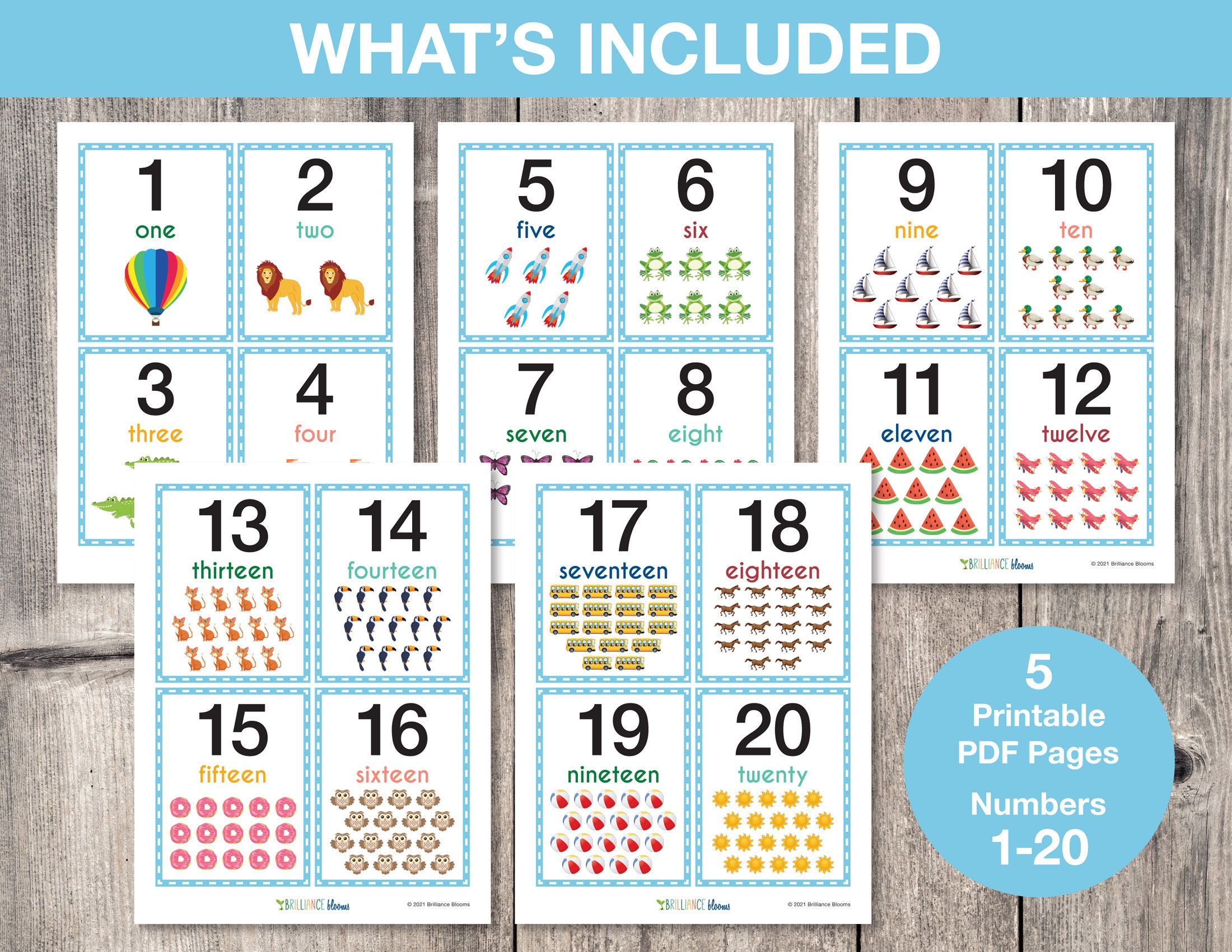 Printable Number Flashcards, Numbers 1-20, Preschool Activity, Number ...