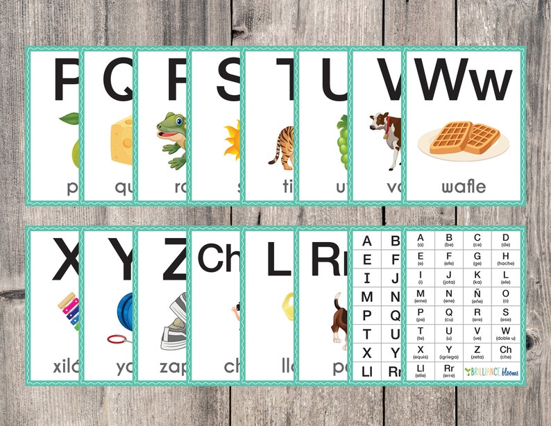 Spanish Printable Alphabet Flashcards, ABC Flashcards, Preschool ...