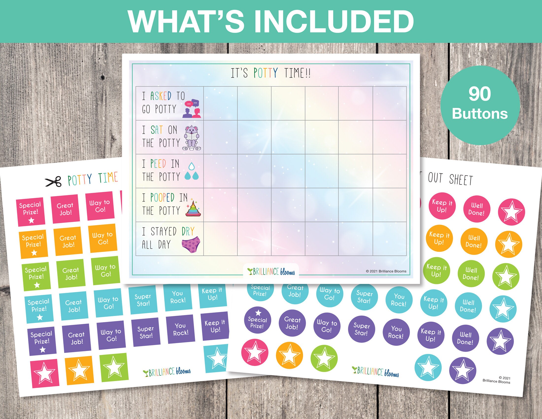 Printable Rainbow Potty Training Chart Potty Reward Chart - Etsy