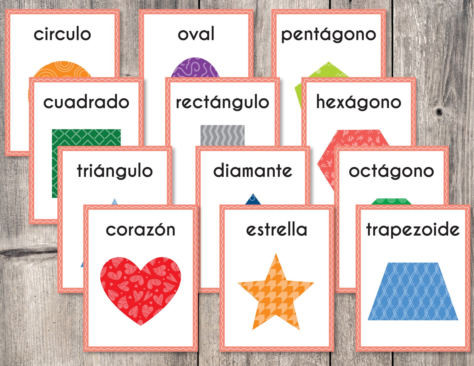 Spanish Printable Shapes Flashcards, Shapes Flashcards, Preschool ...