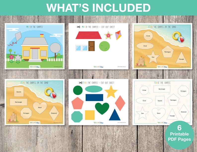 Printable Shapes Matching Worksheets Preschool Shapes - Etsy