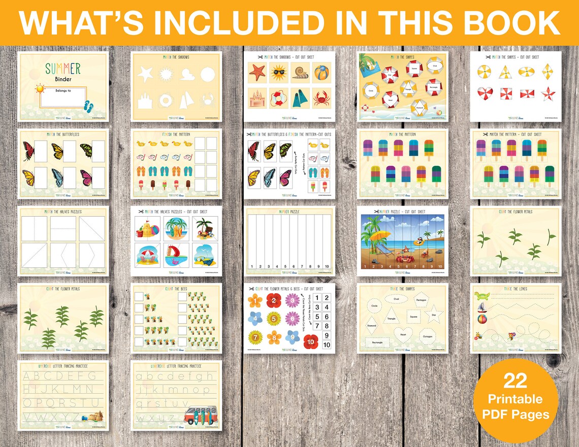 Summer Printable Preschool Busy Book, Summer Busy Book, Quiet Workbook ...
