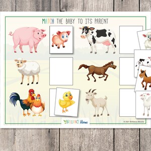 Printable Matching Activities, Farm Activity, Farm Animals Matching ...