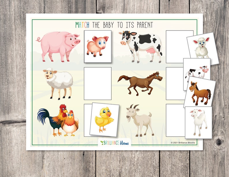 Printable Matching Activities, Farm Activity, Farm Animals Matching ...
