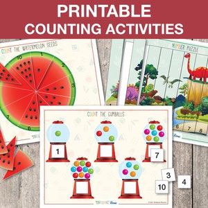 Printable Counting Worksheets Preschool Counting Activity | Etsy