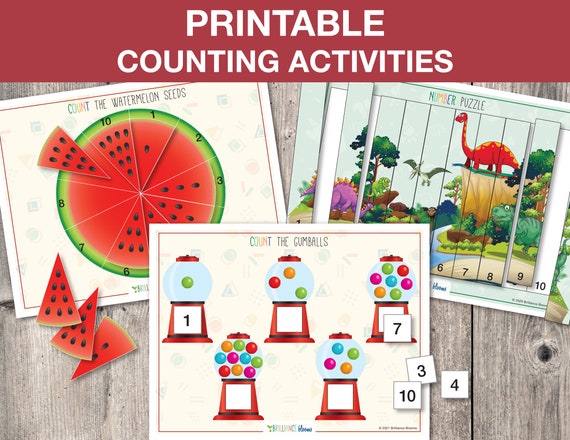 Printable Counting Worksheets Preschool Counting Activity | Etsy