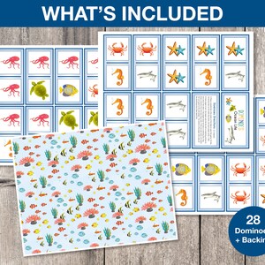 Ocean Dominoes Printable Game Kids Printable Tile Game | Etsy