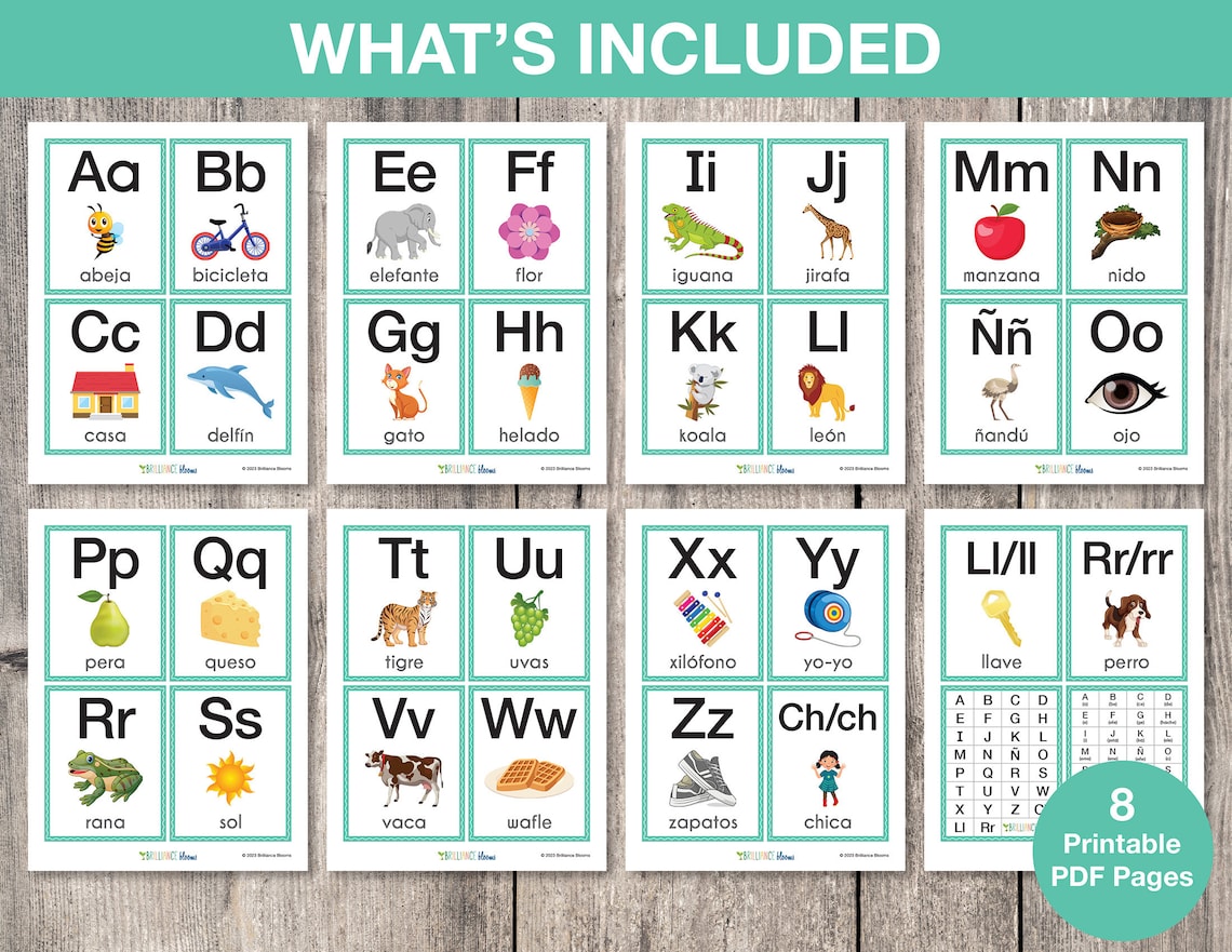 Spanish Printable Alphabet Flashcards, ABC Flashcards, Preschool ...