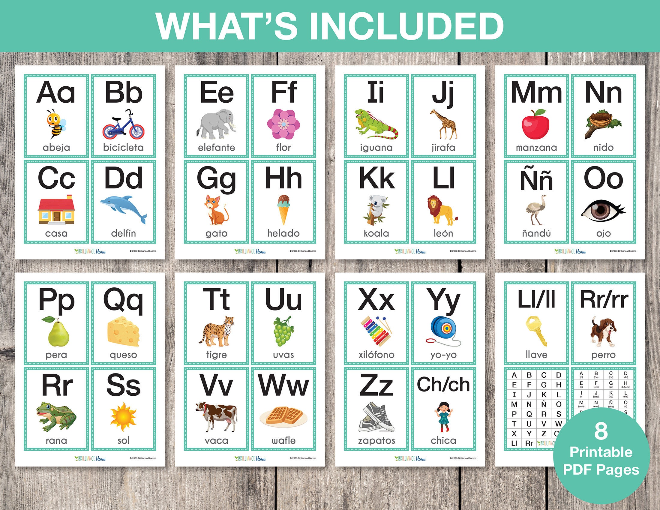 Spanish Printable Alphabet Flashcards, ABC Flashcards, Preschool ...