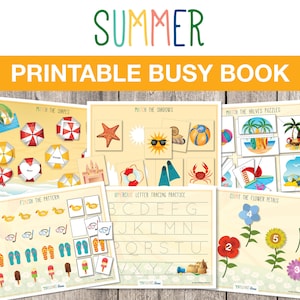 Summer Printable Preschool Busy Book, Summer Busy Book, Quiet Workbook ...