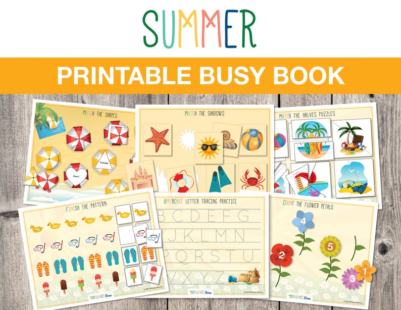 Summer Printable Preschool Busy Book, Summer Busy Book, Quiet Workbook ...