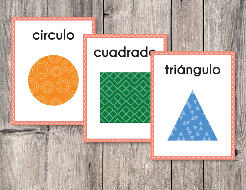 Spanish Printable Shapes Flashcards, Shapes Flashcards, Preschool ...
