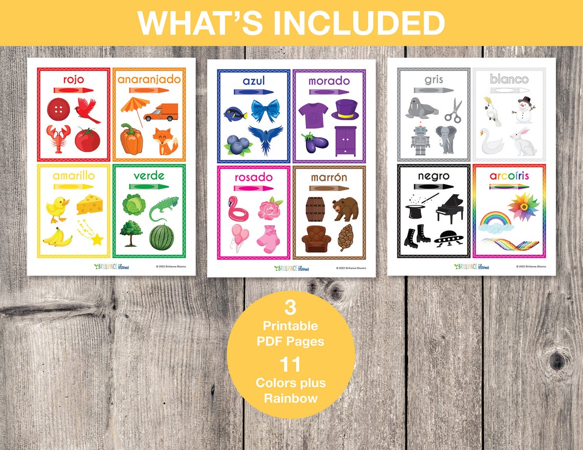 Spanish Printable Color Flashcards, Colors Flashcards, Preschool ...