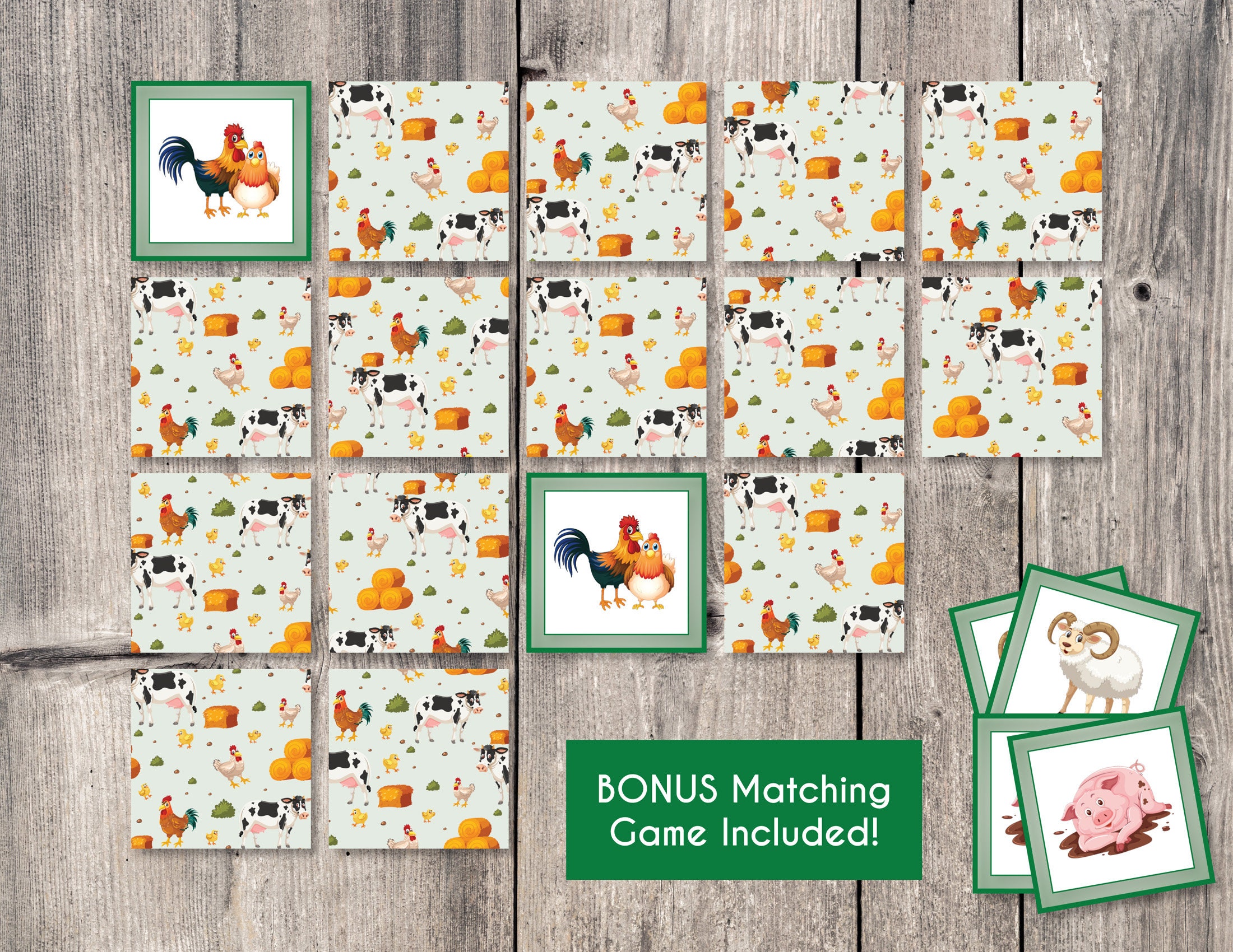 Farm Dominoes Printable Game, Kids Printable Tile Game, Printable ...