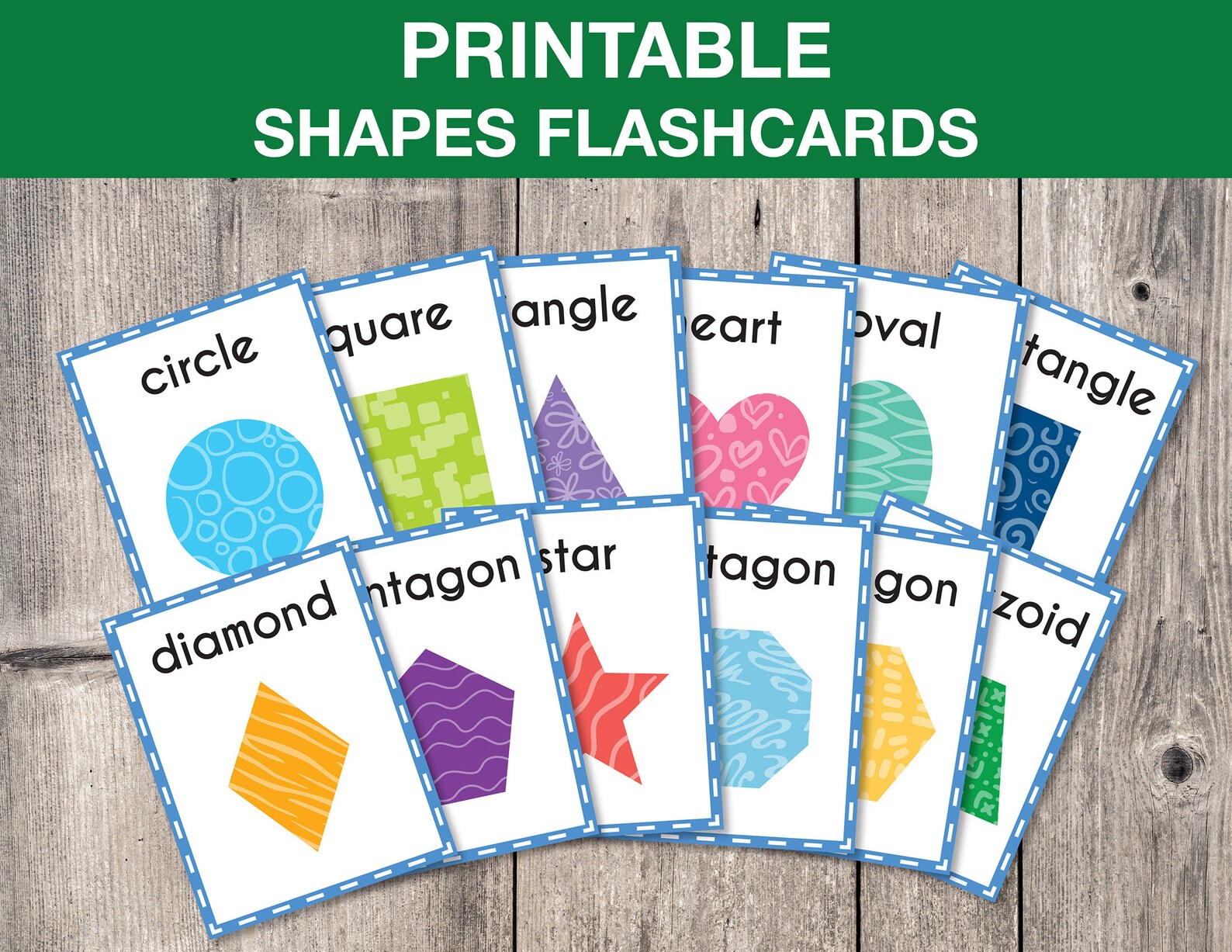 Printable Shapes Flashcards, Shapes Flashcards, Preschool Activity ...