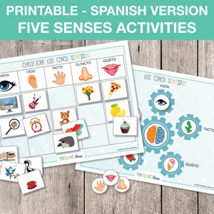Spanish Printable Five Senses Five Senses Sorting Toddler - Etsy
