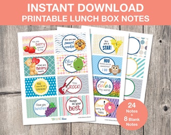 Lunch Box Notes for Kids, Printable Lunchbox Notes for Kids, Printable ...
