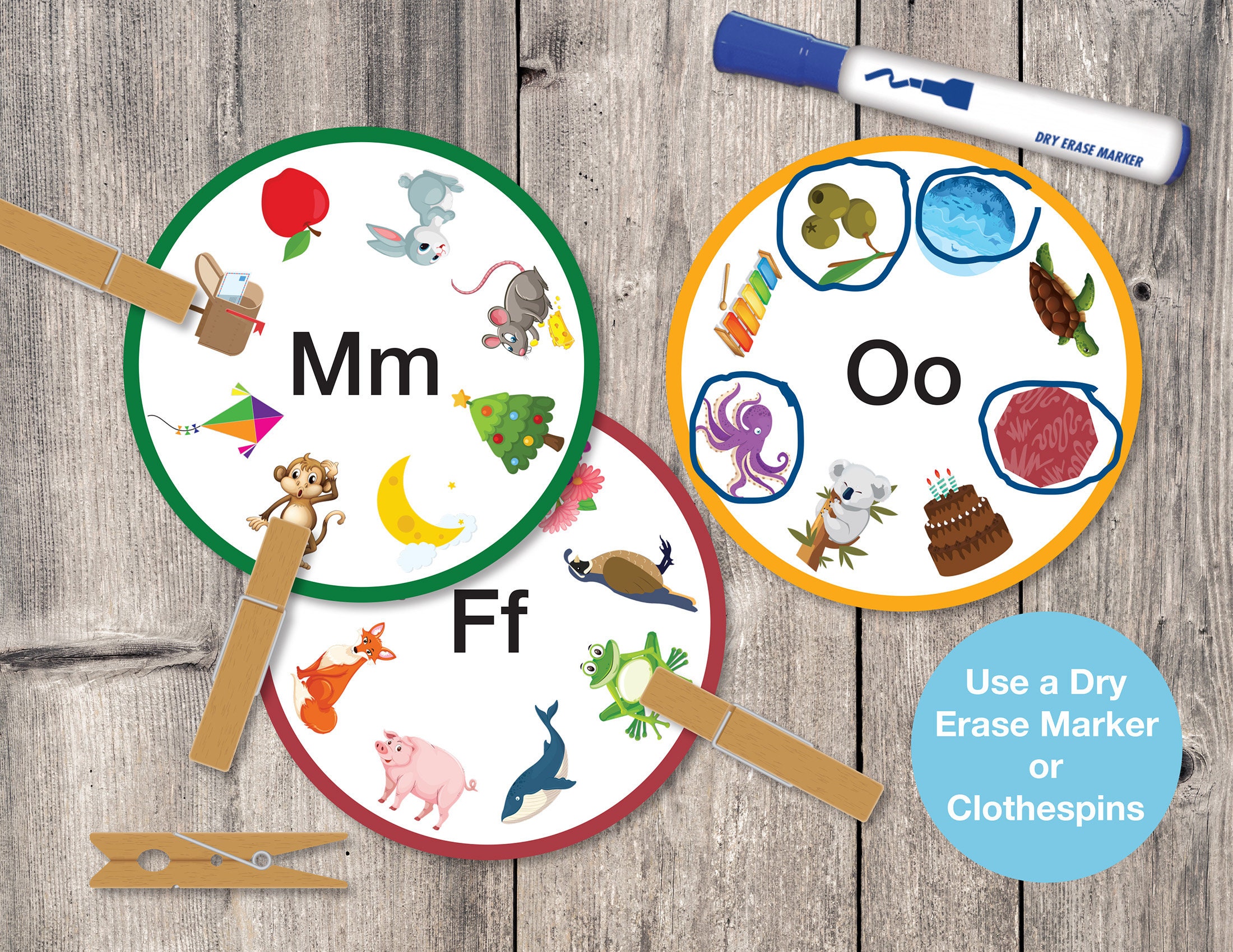 Printable Alphabet Circle Clip Cards, Montessori Alphabet Cards ...