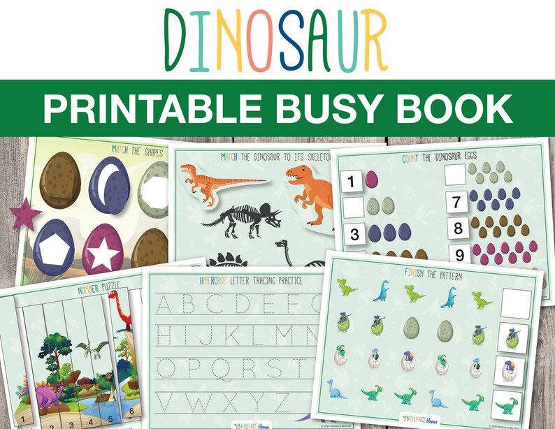 Printable Dinosaur Busy Book Toddler Busy Book Quiet | Etsy