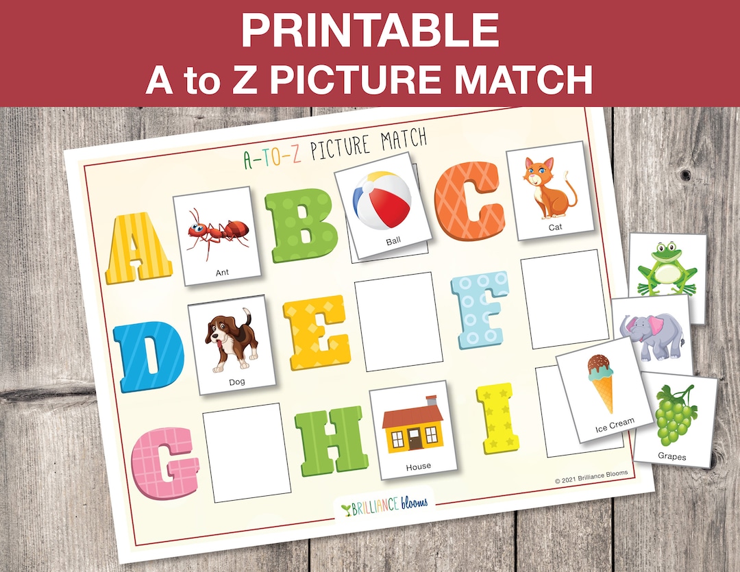 Printable Alphabet Matching A to Z Picture Match Preschool - Etsy