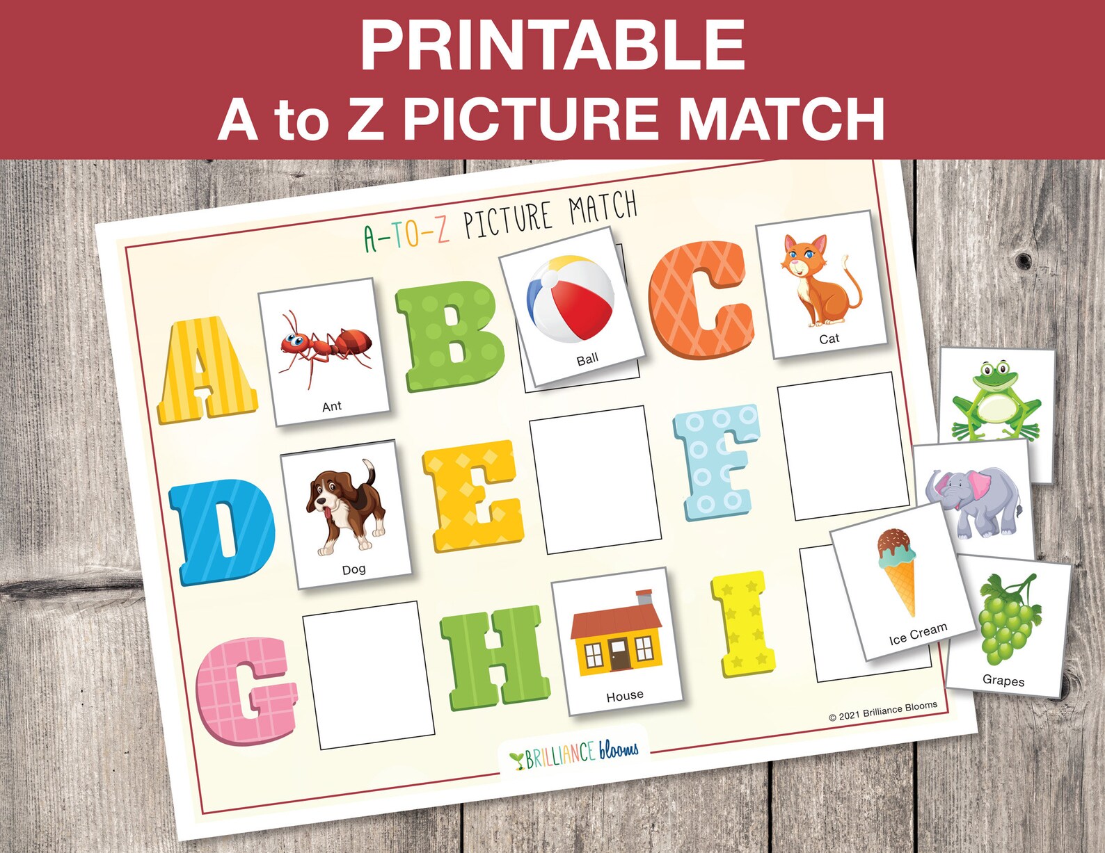 Printable Alphabet Matching A to Z Picture Match Preschool - Etsy