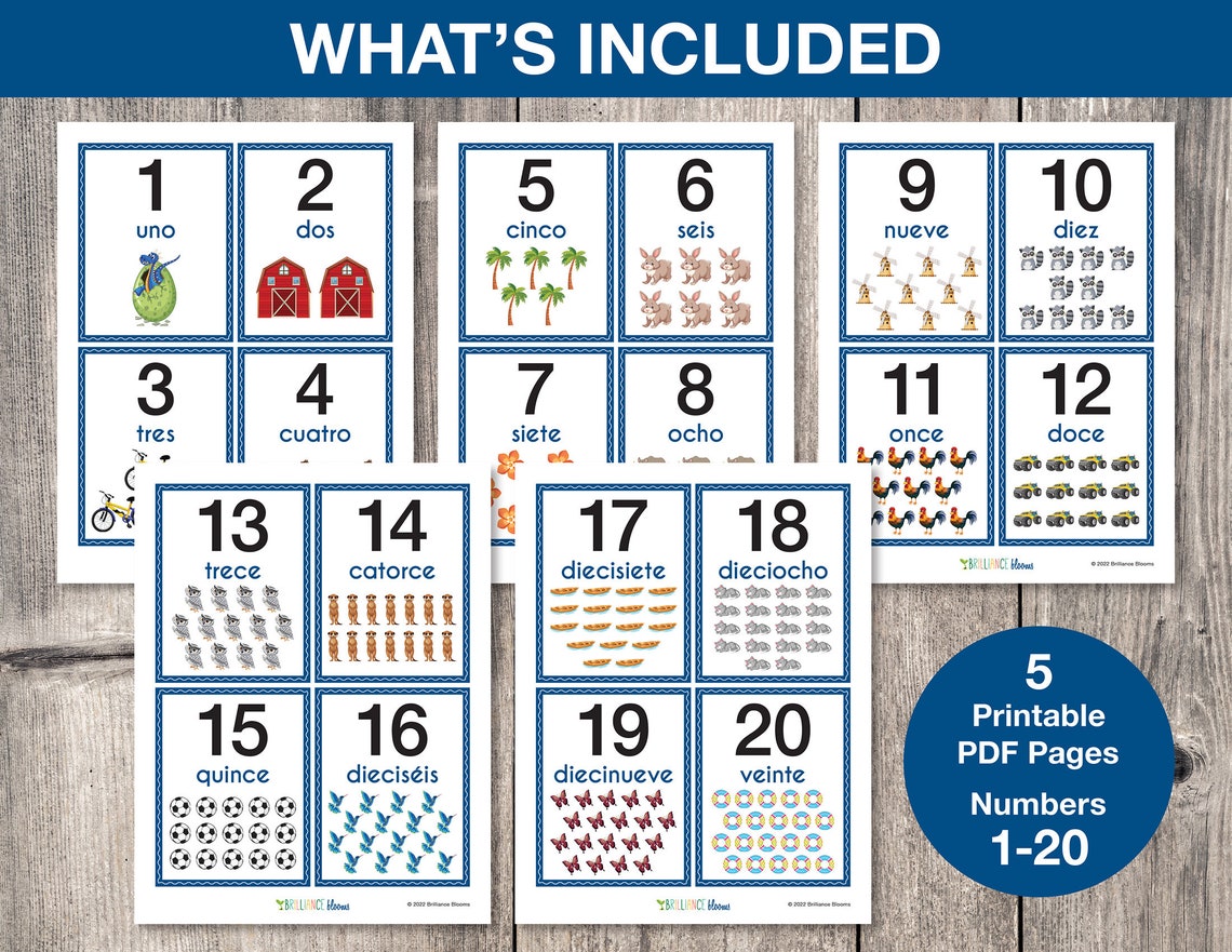 Spanish Printable Number Flashcards, Numbers 1-20, Preschool Activity ...