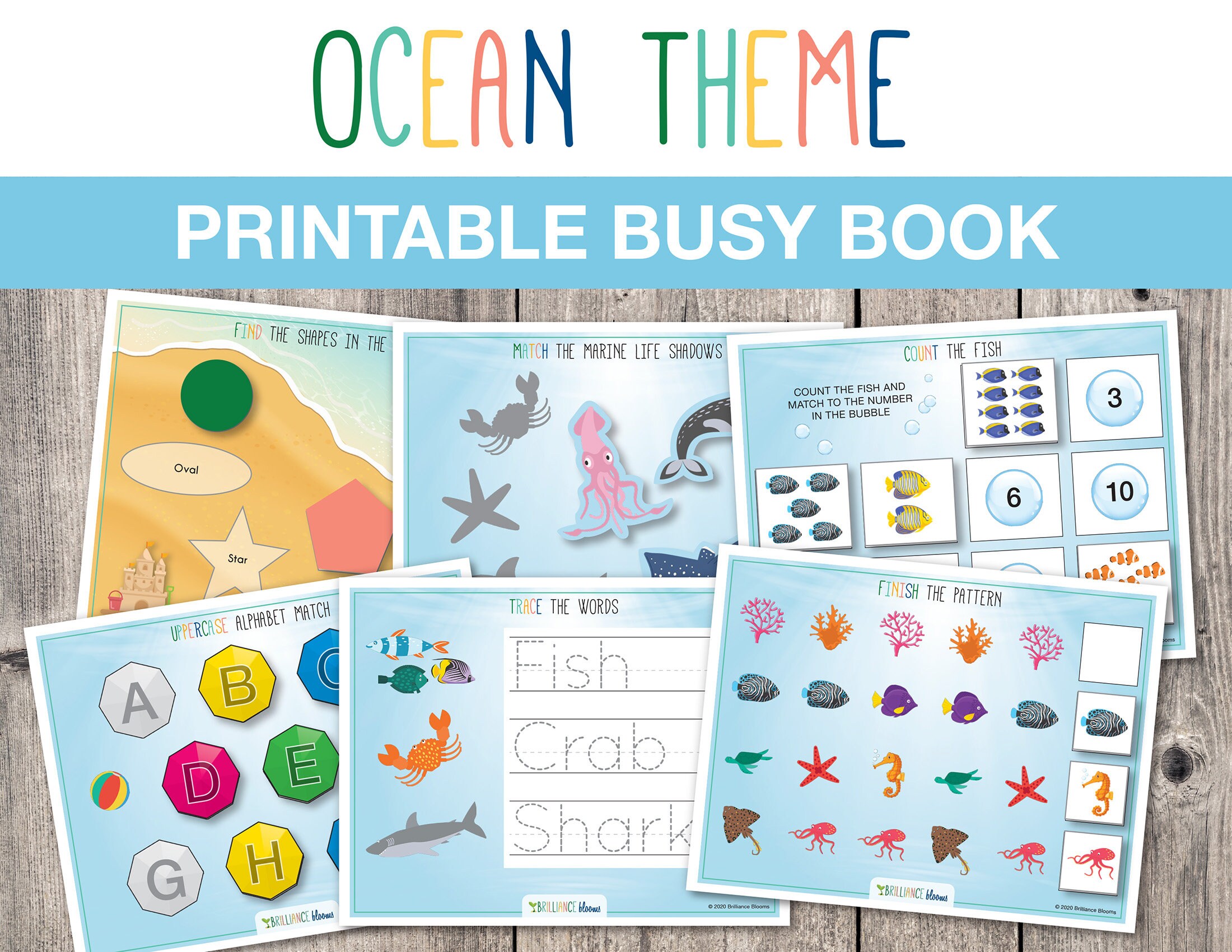 Printable Toddler Busy Book, Ocean Busy Book, Quiet Workbook, Ocean ...