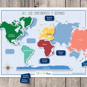 Spanish, Continents, World Map Printable, Continents of the World ...