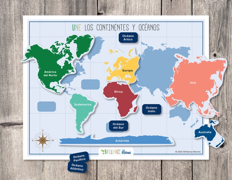 Spanish, Continents, World Map Printable, Continents of the World ...