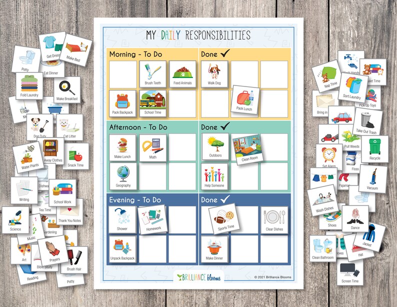Printable Daily Responsibilities, Kids Routine, Chore Chart, Daily ...