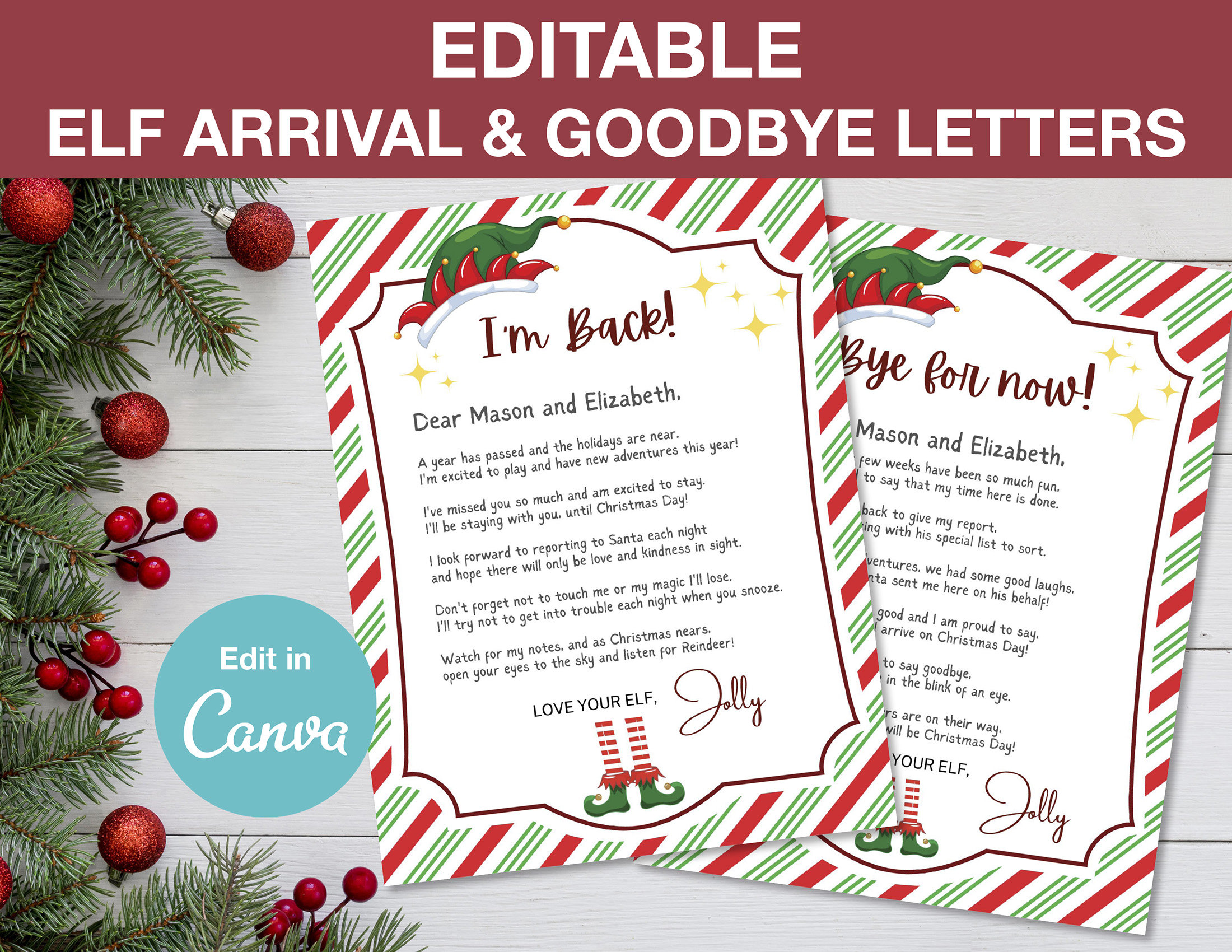 Editable Elf Letters Elf Arrival Letter Elf Goodbye Elf - Etsy