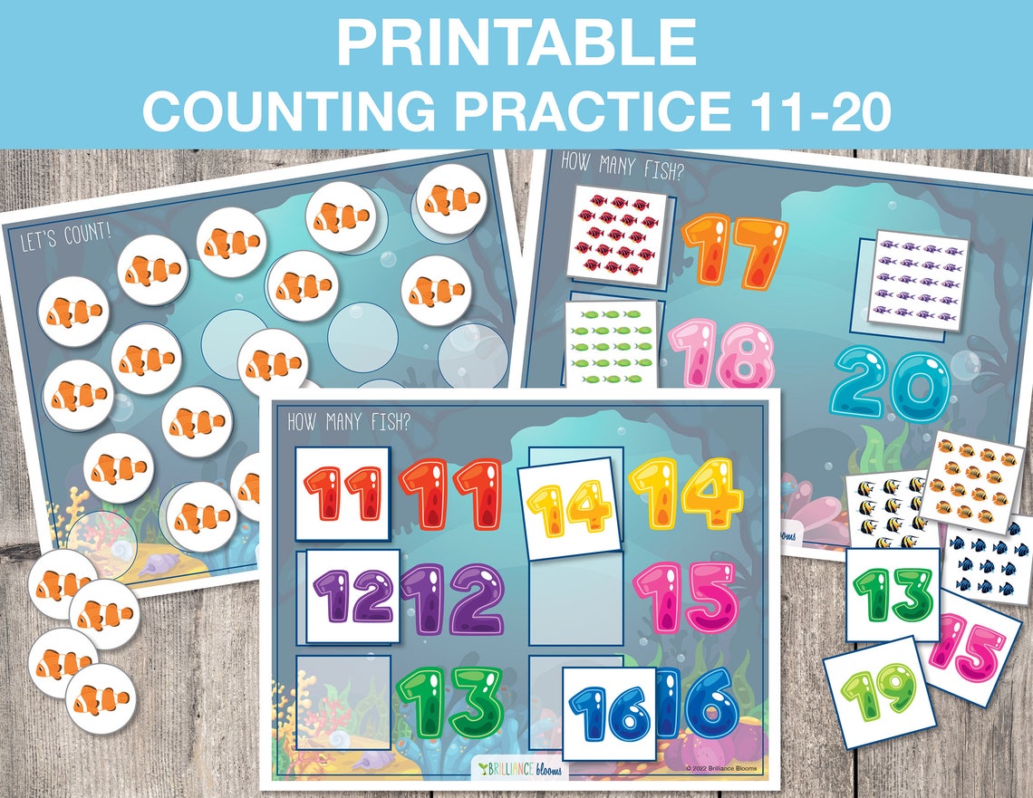 Printable Counting Activities Let's Count 11 to 20 Learn - Etsy