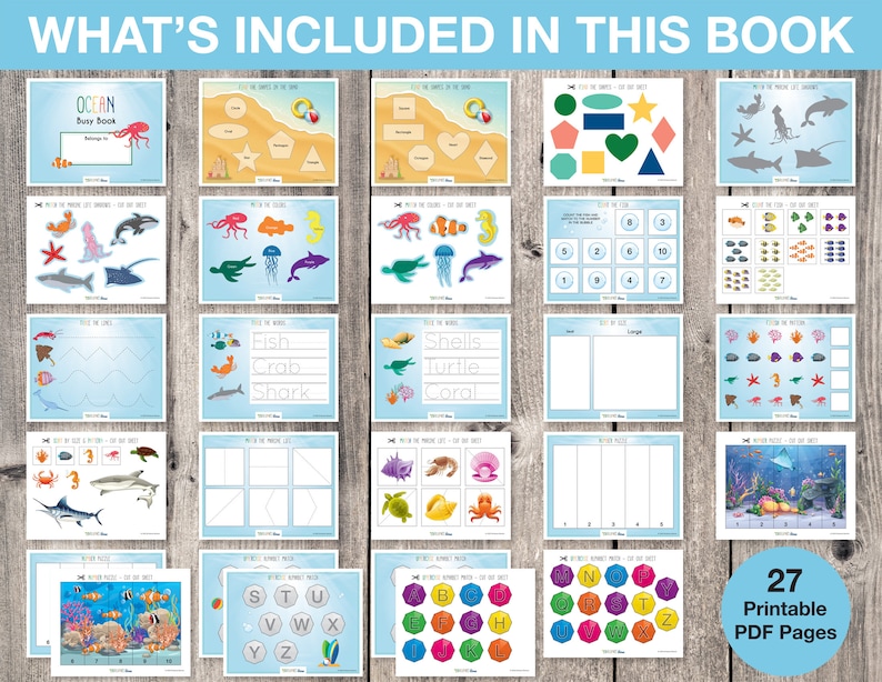 Printable Toddler Busy Book Ocean Busy Book Quiet Workbook - Etsy