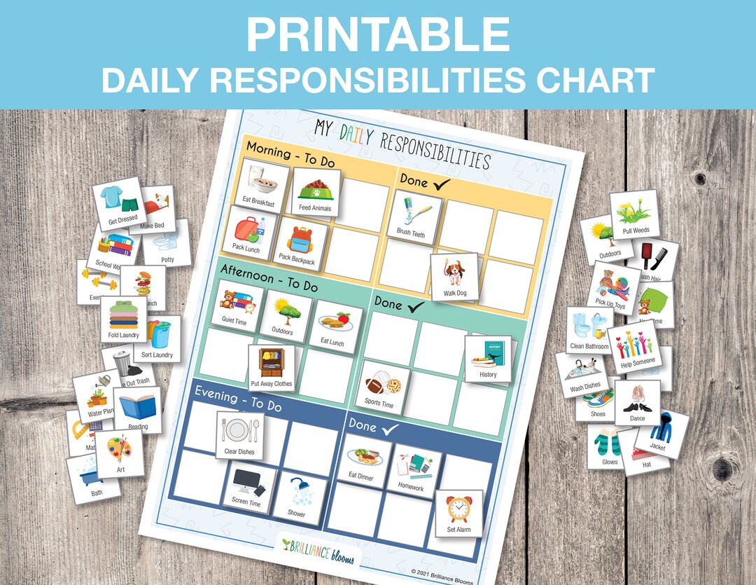 Printable Daily Responsibilities, Kids Routine, Chore Chart, Daily ...