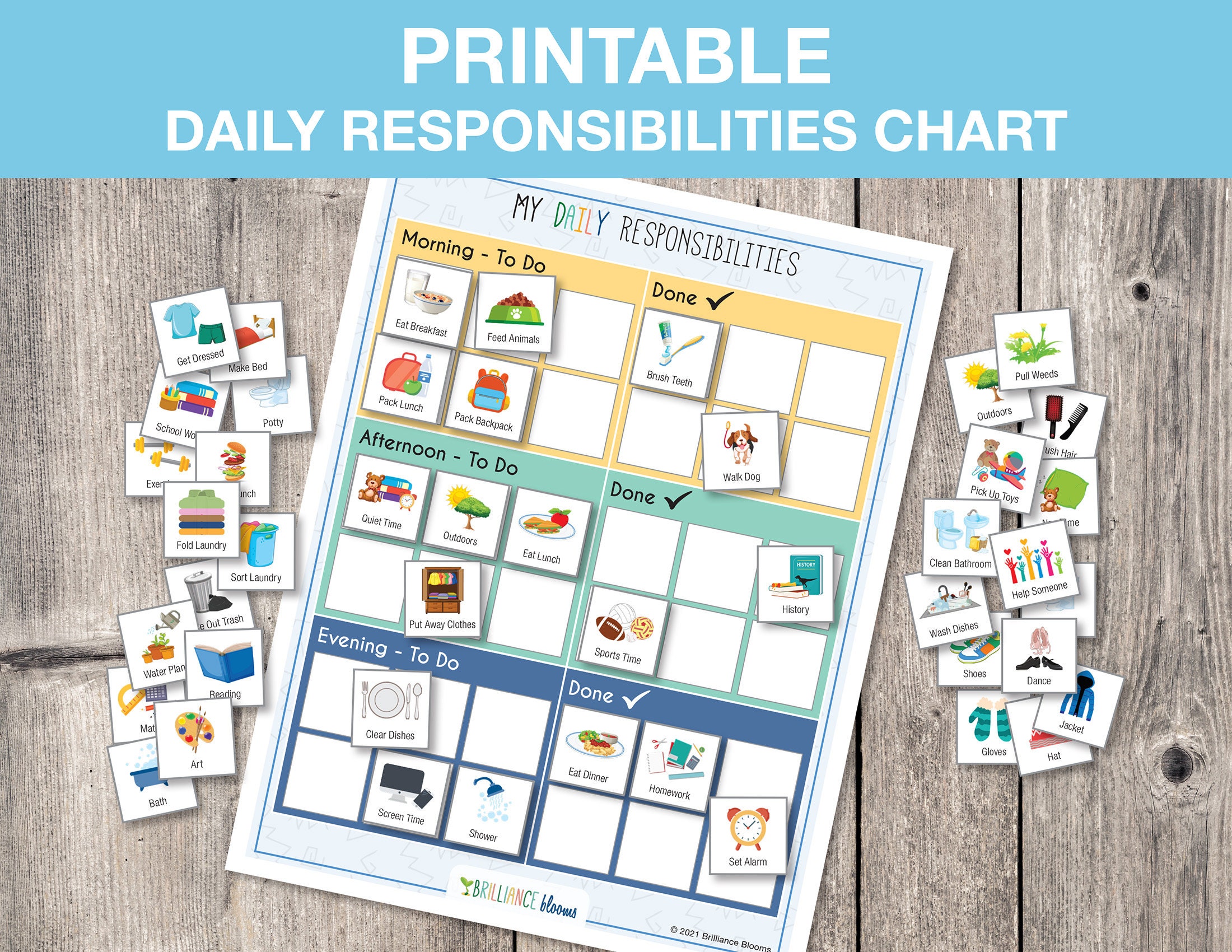 Printable Daily Responsibilities, Kids Routine, Chore Chart, Daily ...
