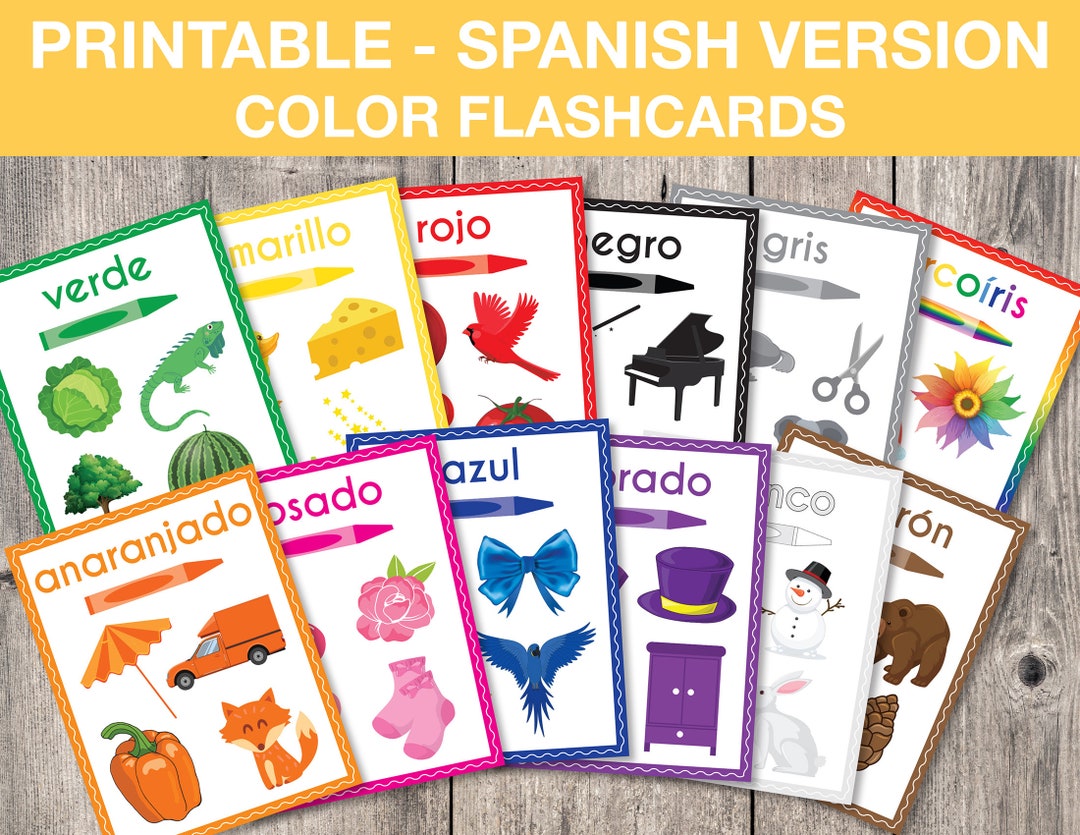 Spanish Printable Color Flashcards Colors Flashcards - Etsy