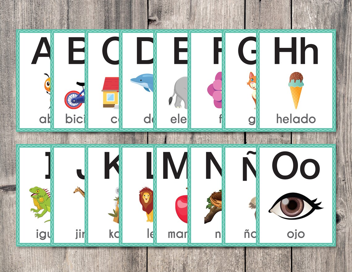 Spanish Printable Alphabet Flashcards, ABC Flashcards, Preschool ...