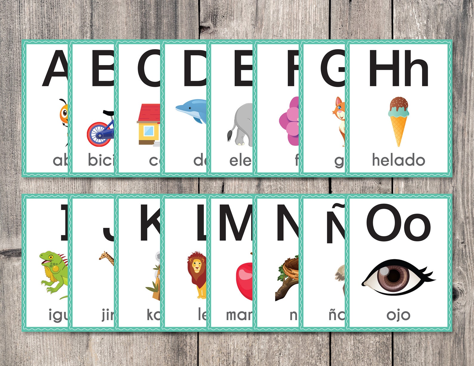 Spanish Printable Alphabet Flashcards, ABC Flashcards, Preschool ...