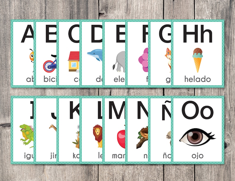 Spanish Printable Alphabet Flashcards, ABC Flashcards, Preschool ...