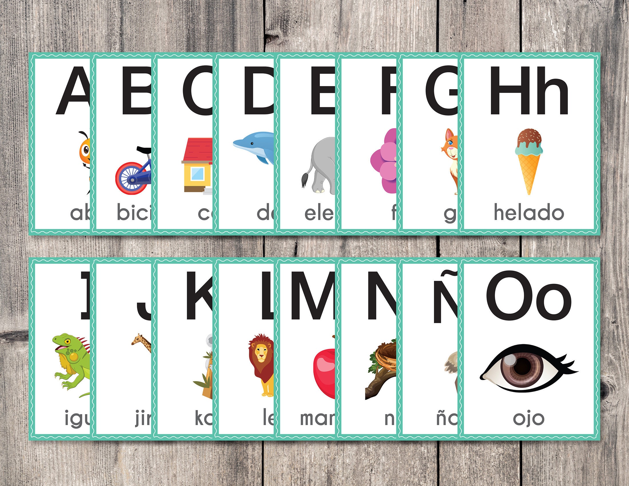 Spanish Printable Alphabet Flashcards, ABC Flashcards, Preschool ...