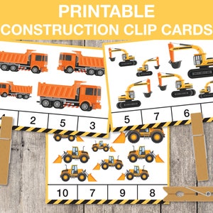 Printable Construction Clip Cards Trucks Montessori Counting - Etsy