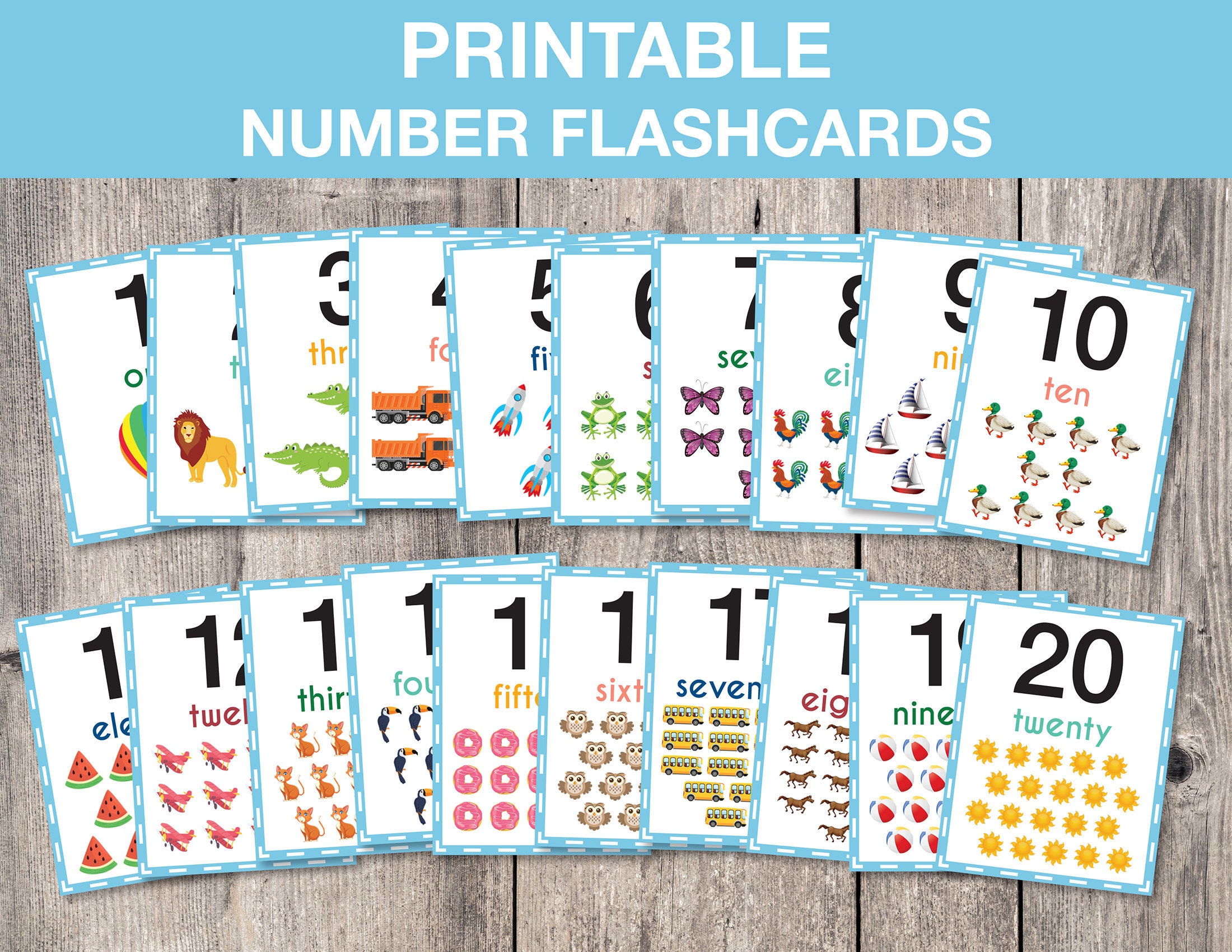 Printable Number Flashcards, Numbers 1-20, Preschool Activity, Number ...