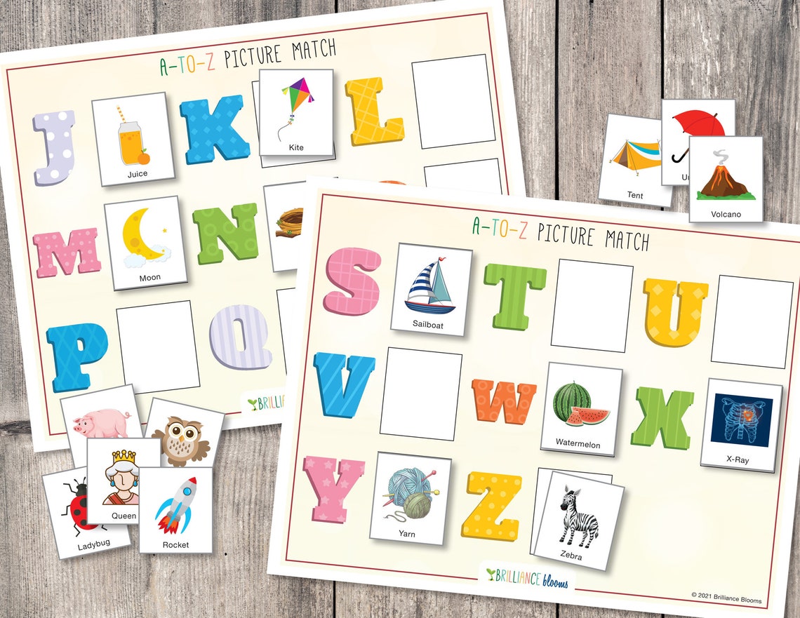 Printable Alphabet Matching A to Z Picture Match Preschool - Etsy