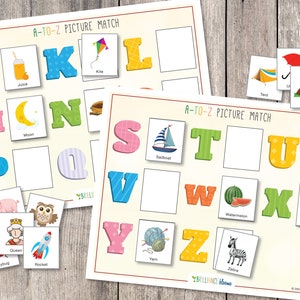Printable Alphabet Matching A to Z Picture Match Preschool - Etsy